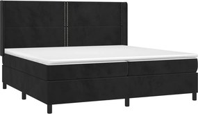 Box spring postel s matrací a LED černá 200x200 cm samet 3139525