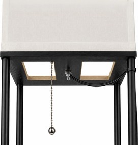 Toolight Toolight, JNH050-1F, stojací lampa s poličkami a jutovým stínítkem 157 cm, 1× E27, černá, 58349