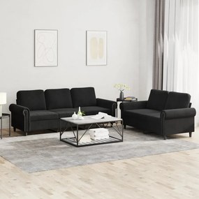 2dílná sedací souprava s poduškami černá samet 3202255