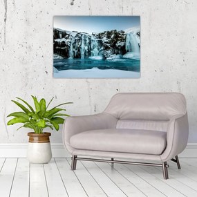 Skleněný obraz zamrzlých vodopádů (70x50 cm)