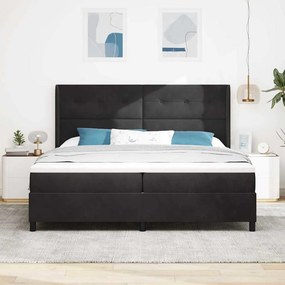 Postel s boxspringem s čelo Černá 200 x 200 cm samet 3342028