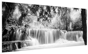 Černobílý obraz vodopádů (100x40 cm)