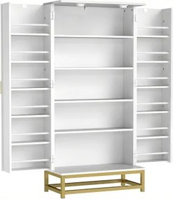 HOMCOM kuchyňská skříňka s úložným prostorem se 12 dvířky, nastavitelnými policemi, 58x29x119,5 cm, bílá