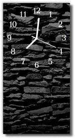 Skleněné hodiny vertikální Kamenná zeď cihla černá