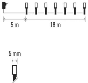 Vánoční osvětlení EMOS D4AW04 ZY1704T 180LED řetěz 18m teplá bílá s časovačem