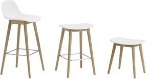 Muuto Barová stolička Fiber Stool 65cm Wood Base, grey