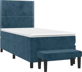 Box spring postel s matrací tmavě modrá 100x200 cm samet 3137771