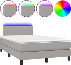 Box spring postel s matrací a LED světle šedá 120x200 cm textil 3132981