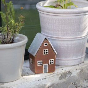 IB LAURSEN Keramický svícen Nyhavn Grey Roof, hnědá barva, keramika