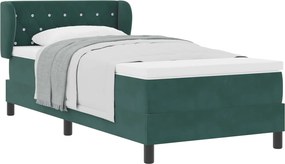 Postel s boxspringem s čelo Tmavě zelená 90 x 200 cm samet 3340319