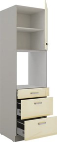 KARMEN | vysoká skříňka 60 DPS-210 3S1F na vestavnou troubu | PREMIUM BOX | 60 cm | světle šedá/krémová lesk