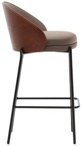 Hnědá koženková barová židle Kave Home Eamy 65 cm