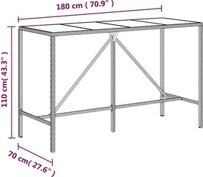 9dílný zahradní barový set šedý polyratan a masivní akácie 3187697