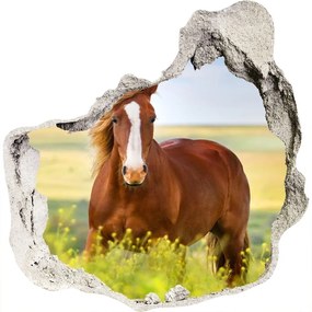 Wallmuralia Díra 3D fototapeta nálepka Hnědý kůň 75x75 cm