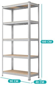 Ocelový regál, stříbrný, sada, 2 ks