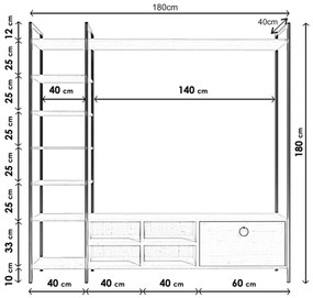 Obývací stěna Siyah Demirli 180 cm hnědá