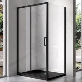 BPS-koupelny Obdélníkový sprchový kout KZ103A BL 100x80 černý/transparent + vanička ST03A BL černá