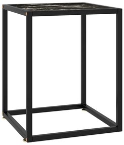 Konferenční stolek černý s černým mramorovým sklem 40x40x50 cm
