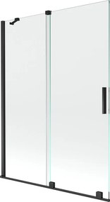 Mexen Velar dvoudílná sprchová zástěna s posuvnými dveřmi 130 x 150 cm, transparentní, černá - 896-130-000-01-70