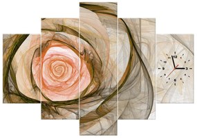 Gario Obraz s hodinami Nádherná růže fraktál - 5 dílný Rozměry: 150 x 105 cm