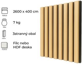 Windu Akustický obkladový panel, dekor Dub Sonoma 2600x400mm, 1,04m2