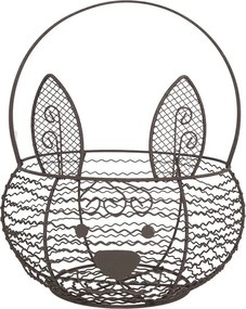 Hnědý drátěný dekorační košík králík Bunny - Ø 20*12 cm