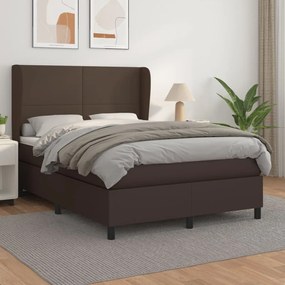 Box spring postel s matrací hnědá 140x200 cm umělá kůže,  3128916