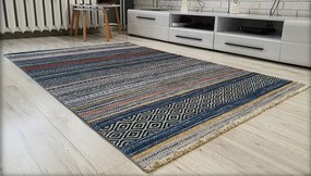 HU Vícebarevný pruhovaný koberec Banco 1049 – modrý Rozměr: 60x110 cm