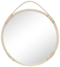Kulaté nástěnné zrcadlo Malig 50cm s ratanem