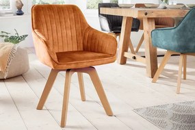Designová otočná židle Gaura tmavě - hořčicový samet