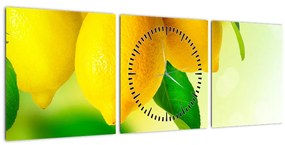 Obraz citrónů (s hodinami) (90x30 cm)