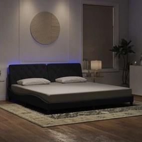 Rám postele s LED bez matrace černý 200 x 200 cm samet 3213875
