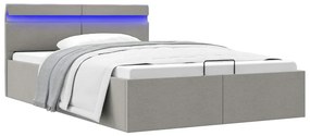 Rám postele LED úložný prostor světle šedý textil 140 x 200 cm 285609