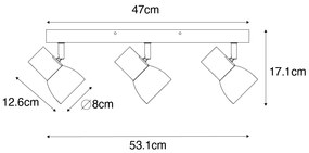 Dřevěné stropní bodové světlo s bílým nastavitelným 3-světlo - Thorin