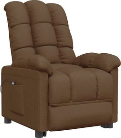 Elektrické polohovací křeslo hnědé textil 3073752