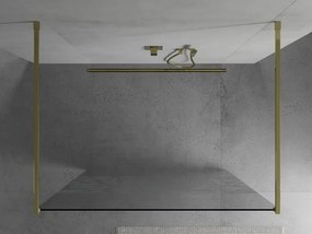 Mexen Kioto, průchozí sprchová zástěna 100 x 200 cm, 8mm sklo čiré/bílý vzor, 2x zlatá stabilizační rozpěra, 800-100-002-50-85