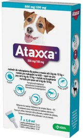 Ataxxa pro psy M 1x500mg/100mg světle modrá sol 1 x 1.0 ml(4-10kg)