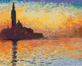 zuty zuty - malování podle čísel - san giorgio maggiore za soumraku (claude monet), 80x100 cm, plátno