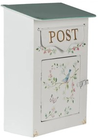 Krémová retro poštovní schránka s ptáčkem – 22x12x31 cm
