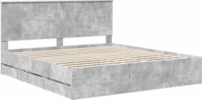 Rám postele s čelo Betonově šedá 180 x 200 cm Inženýrské dřevo 3411092