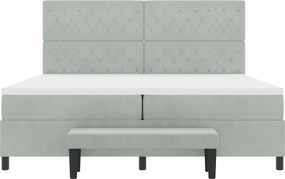 Postel s boxspringem s čelo Světle šedá 200 x 200 cm samet 3344468