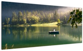 Obraz loďky na jezeře (100x40cm)
