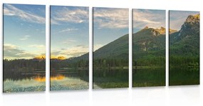 5-dílný obraz jezero při horách - 100x50 cm