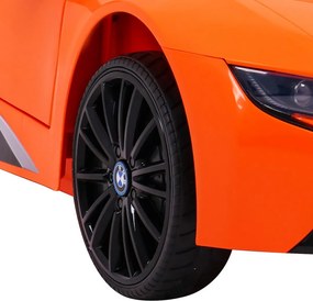 Ramiz Elektrické autíčko BMW i8 Lift oranžové + dálkové ovládání + pomalý rozjezd + 3bodové pásy + MP3 USB + LED