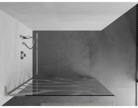 Mexen Kioto L, sprchová zástěna Walk-In 120 x 200 cm, 8mm čiré sklo bílý vzor, ​​broušená ocel profil, 800-120-103-97-97