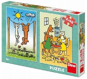 Puzzle Pejsek a Kočička 2x48 dílků 18x26cm v krabici 27x19x4cm
