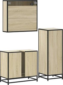 3dílný set koupelnového nábytku dub sonoma kompozitní dřevo 3301056
