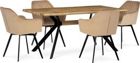 Autronic Jídelní stůl, 160x90x76 cm, MDF deska, 3D dekor divoký dub, kov, černý lak HT-863 OAK