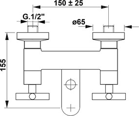 Reitano Rubinetteria, AXIA nástěnná vanová baterie, chrom, 581