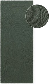 Tmavě zelený ručně tkaný vlněný běhoun 80x200 cm Calmio – Hanse Home
